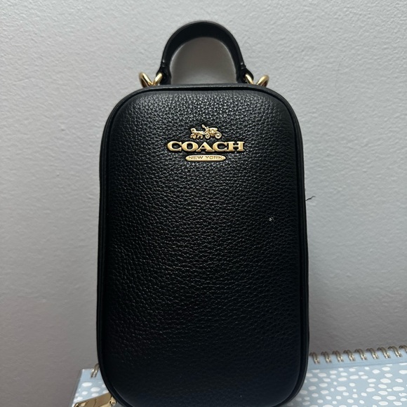 Coach | Bags | Coach Eva Phone Crossbody In Blackgold | Poshmark